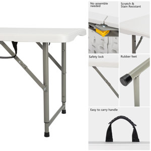 Winado 48'' Plastic Rectangular Adjustable Folding Table & Reviews | Wayfair